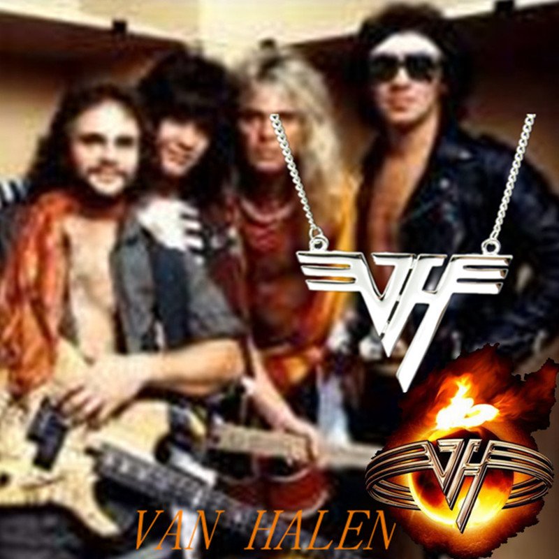 VH Charm Eddie Van Halen Memorial Logo Pendant Necklace Gift in BOX
