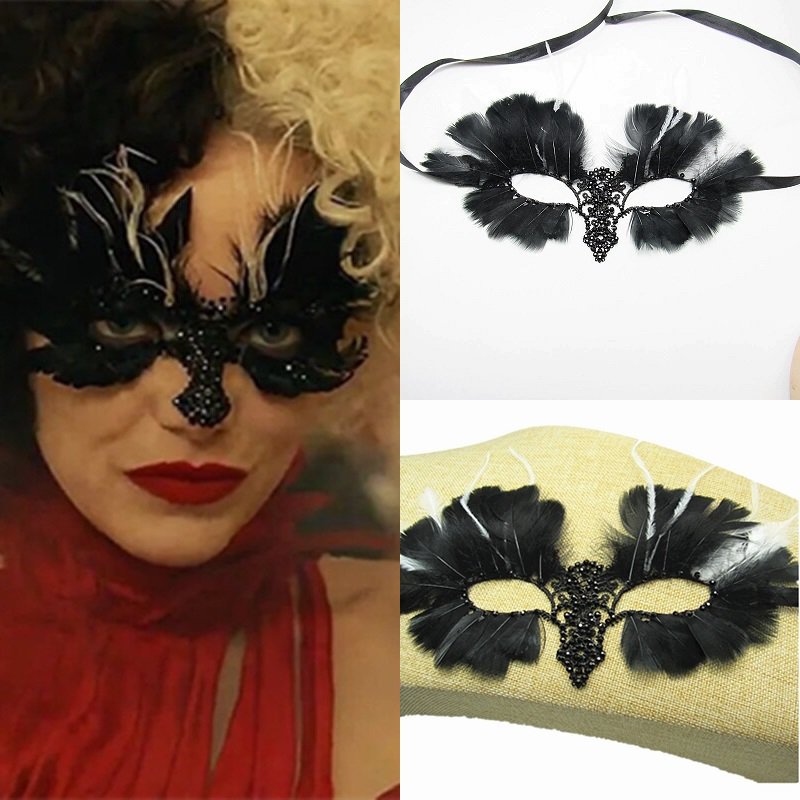 Movie Cruella Emma Stone Prop Cosplay Halloween Masquerade Mask Party ...