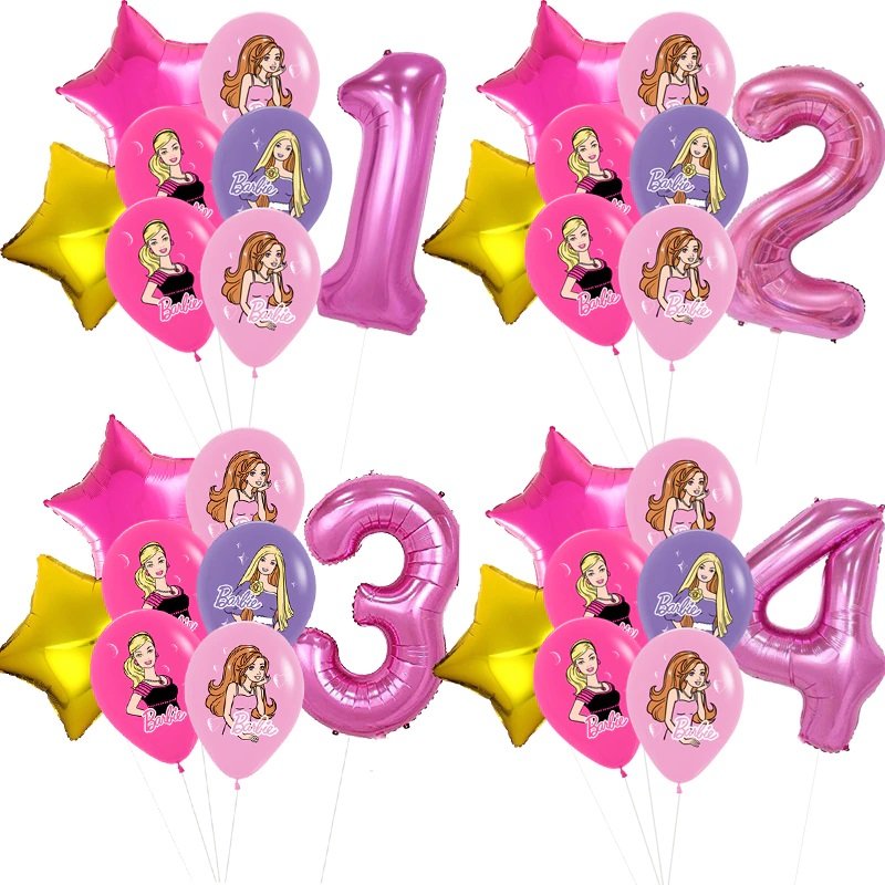 Barbie Princess Balloon Pink Number Birthday Party Decor Supplies Gift