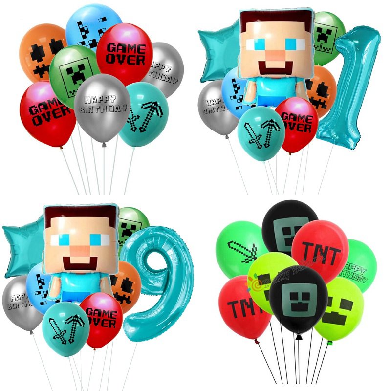 Minecraft TNT Mining Balloon Children's Video Pixel Game Birthday Party ...