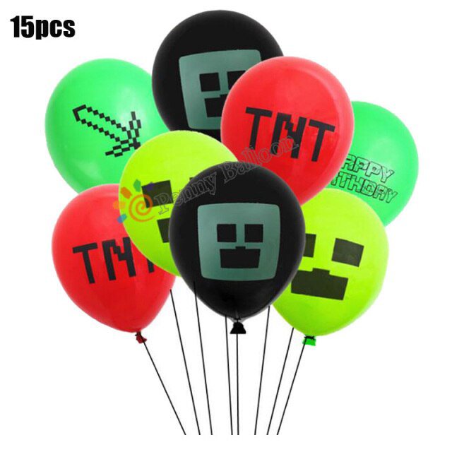 Minecraft TNT Mining Balloon Children's Video Pixel Game Birthday Party ...