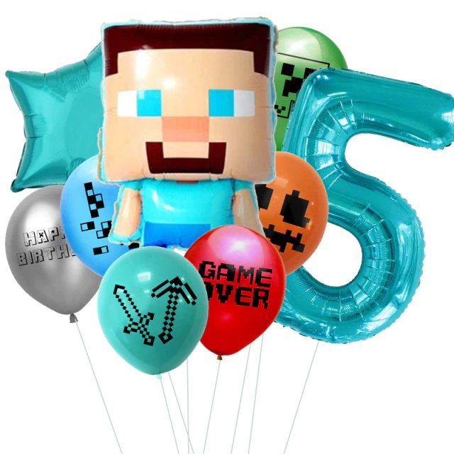 Minecraft TNT Mining Balloon Children's Video Pixel Game Birthday Party ...