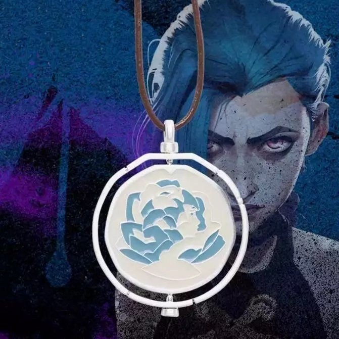 2024 League of Legends Arcane Jinx Blue Rose Necklace Game Accessories ...