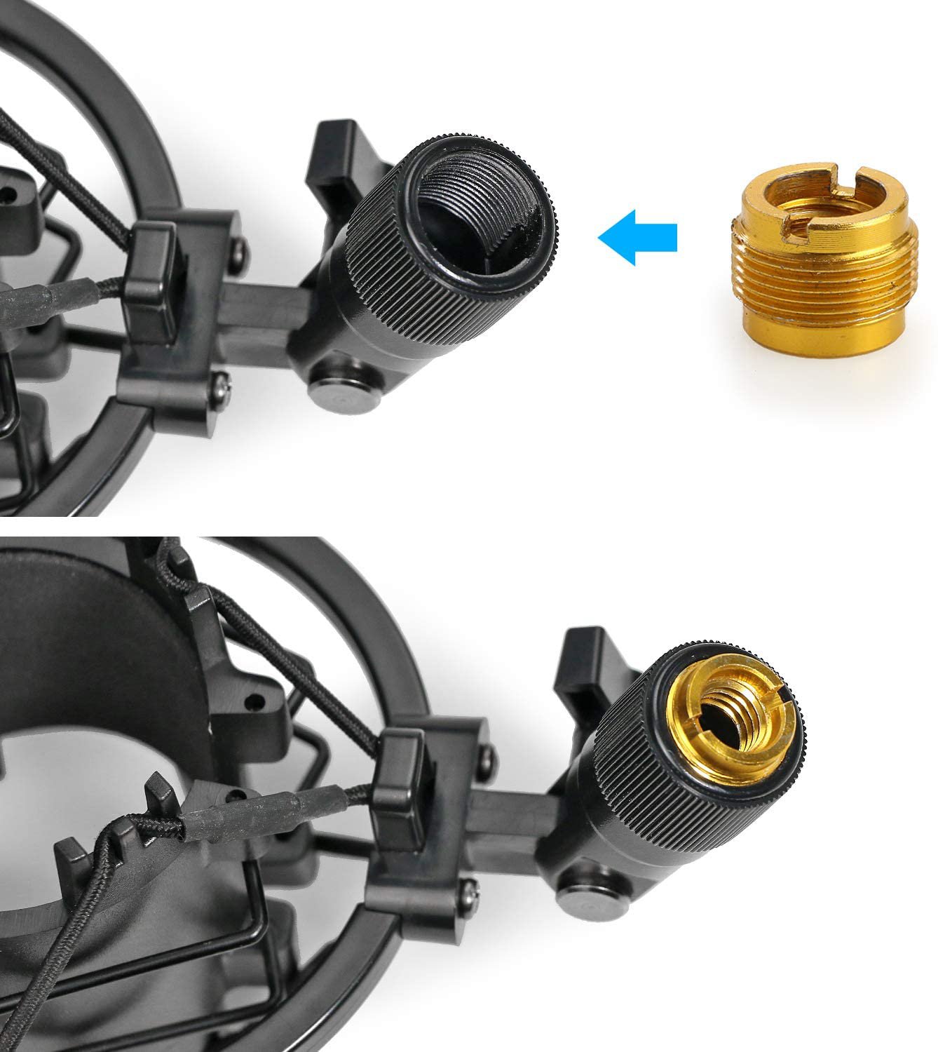 Black AT2020 Shock Mount - Microphone Mounts Reduces Vibration Noise ...