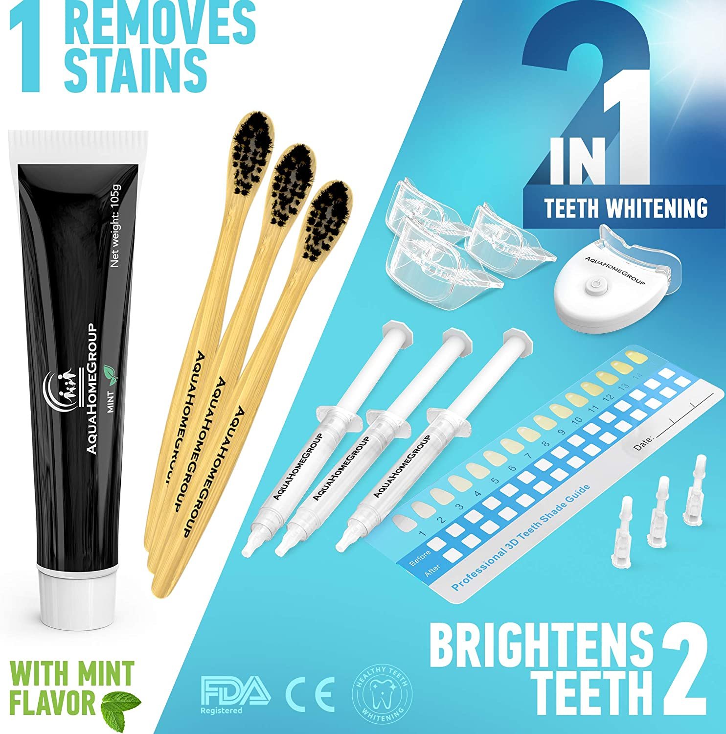 Teeth Whitening Kit with LED Light - Snow Teeth Whitener Set with ...