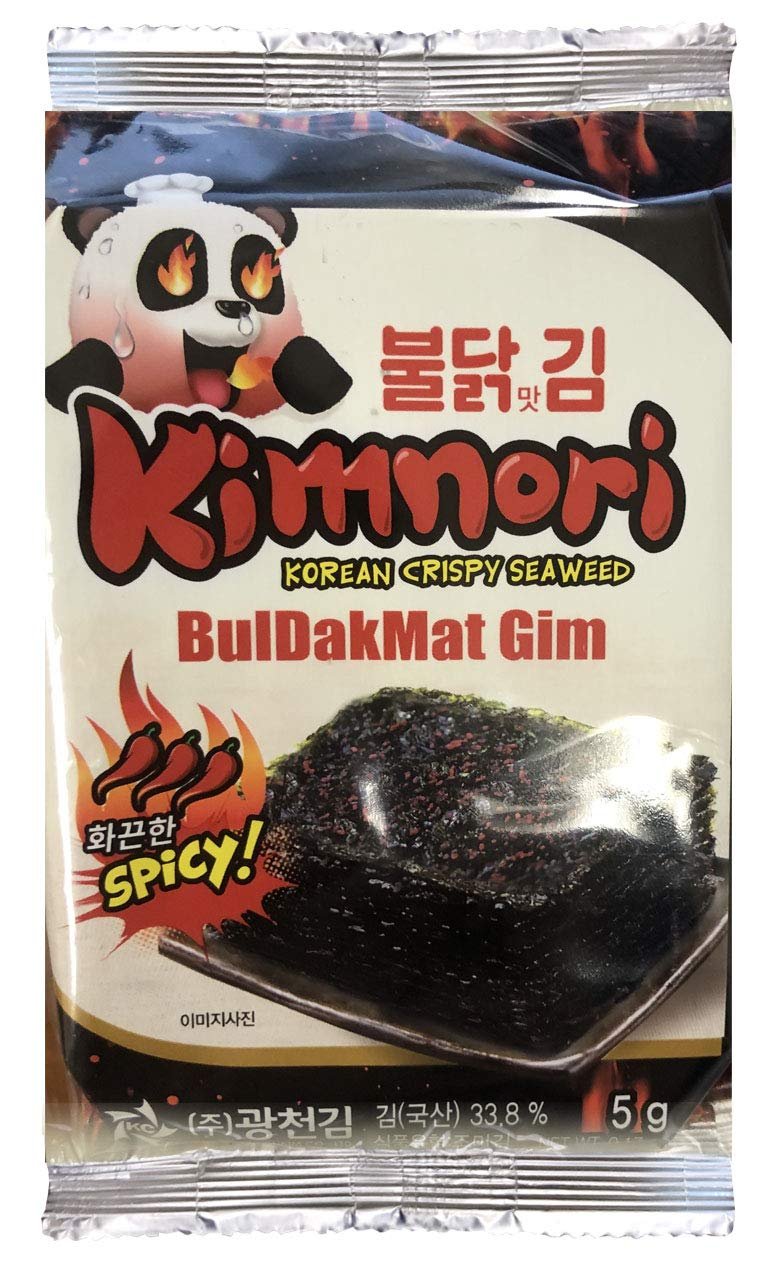 Kim Flaming Hot Roasted Seasoned Seaweed Snacks 5g (Pack of 12)