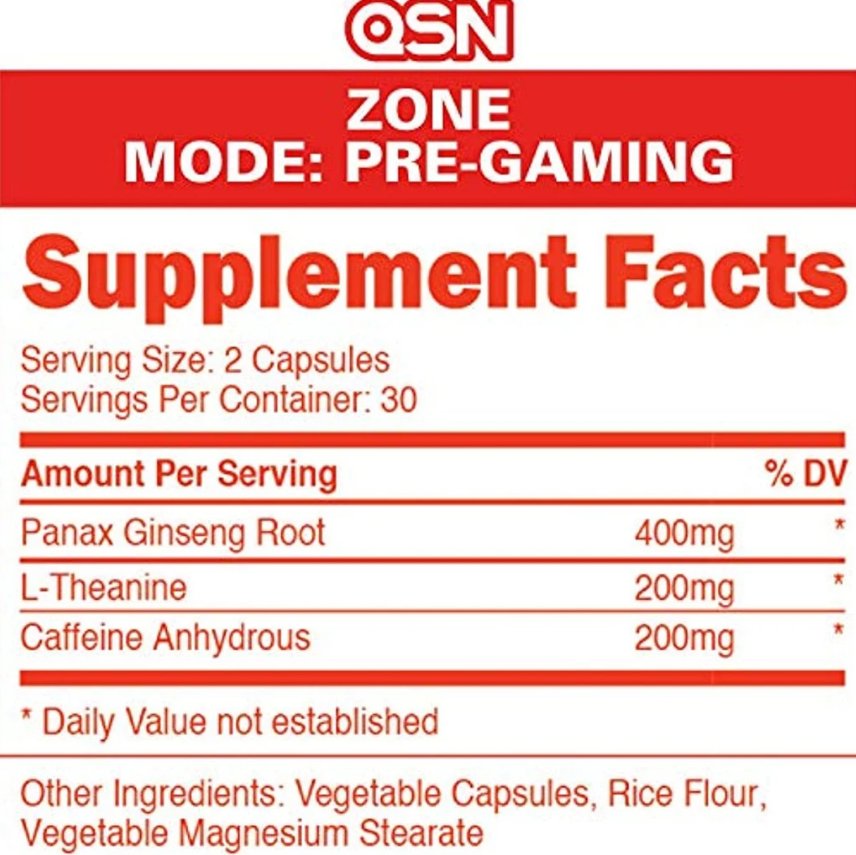 QSN Zone - Daily Pre-Gaming Energy & Focus Nootropic Supplement for Gamers