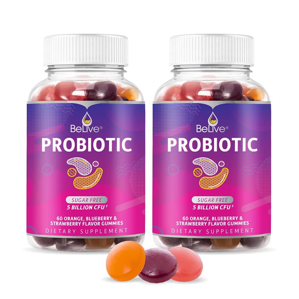 Probiotic Sugar Free Gummies - 5 Billion CFUs, Gut Digestive Support, Immune System Chewable Supplem
