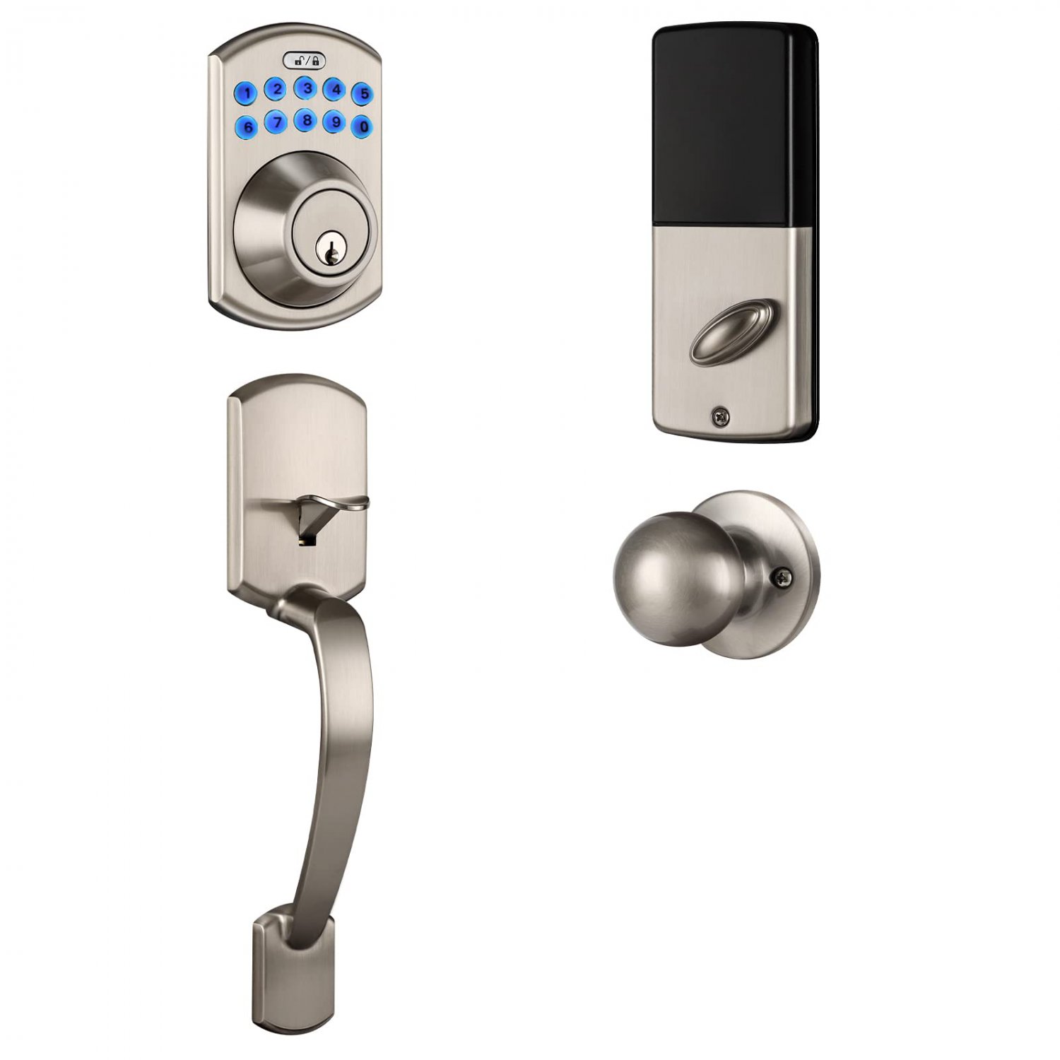 Keyless Entry Door Lock with Handle, TRAUST Electronic Keypad Deadbolt ...