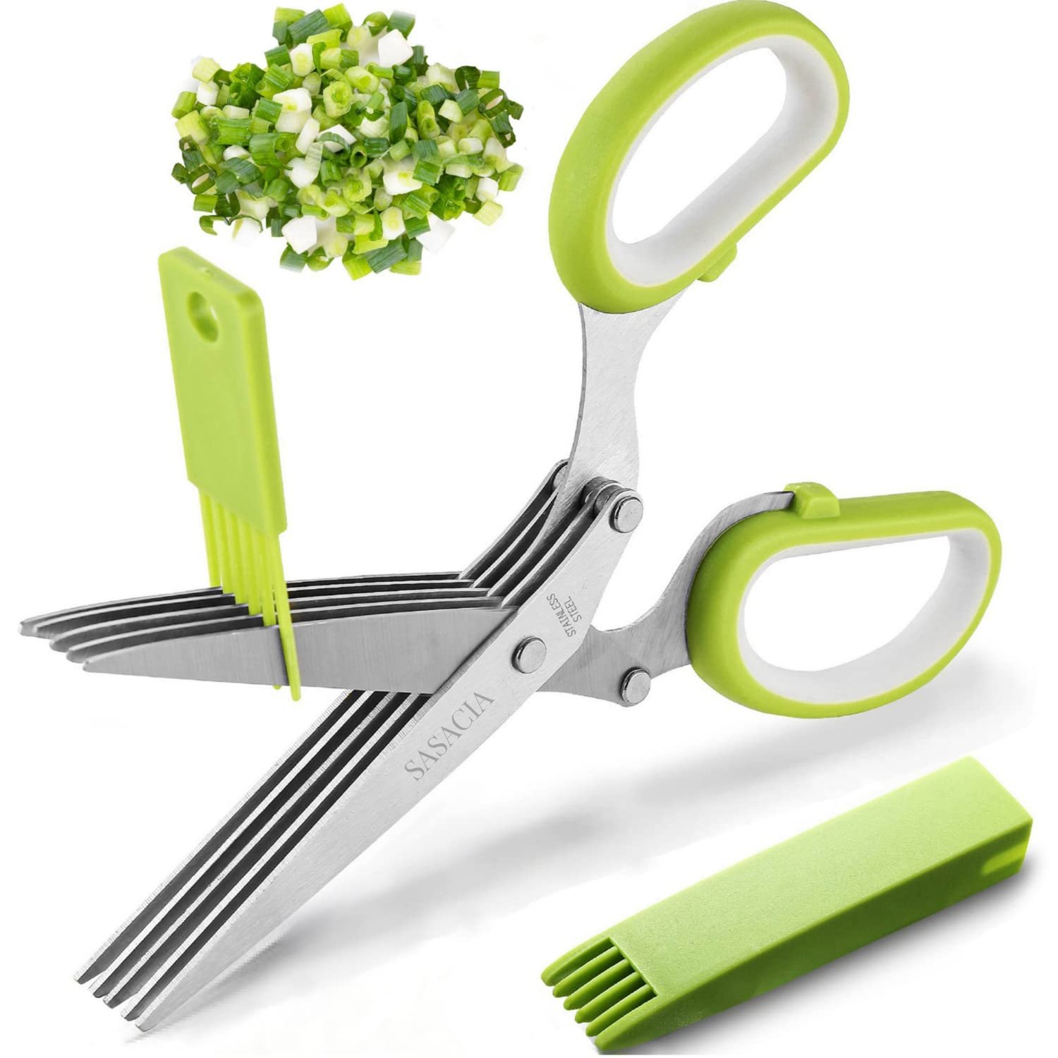 2022 Updated Herb Scissors Set - Herb Scissors With 5 Blades and Cover, Cool Kitchen Gadgets for Cut