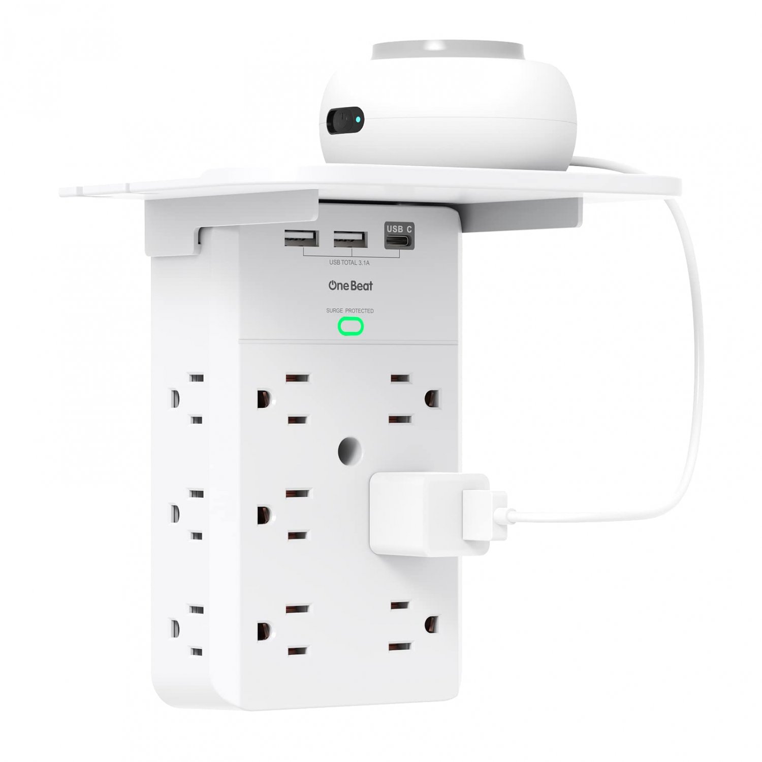 Wall Outlet Extender with Shelf, Power Strips, Surge Protector 12 AC ...