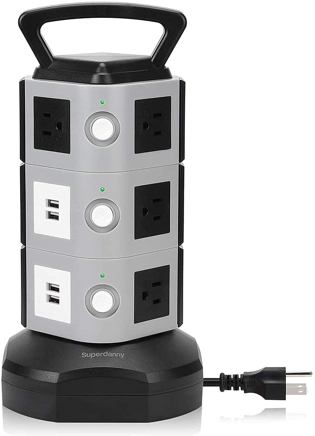 Surge Protector Power Strip Tower, SUPERDANNY 3000W 4.2A with 4 USB ...