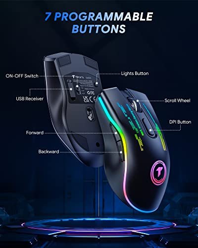 TECURS Wireless Gaming Mouse - Wireless Mouse Gaming for PC, Gaming ...