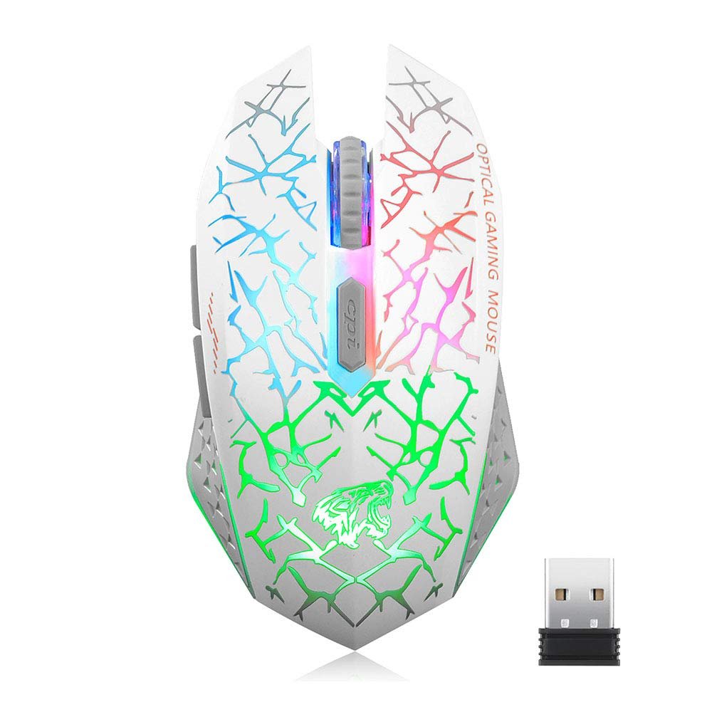 Q8 Wireless Gaming Computer Mouse, 2.4GHz USB Optical Rechargeable ...
