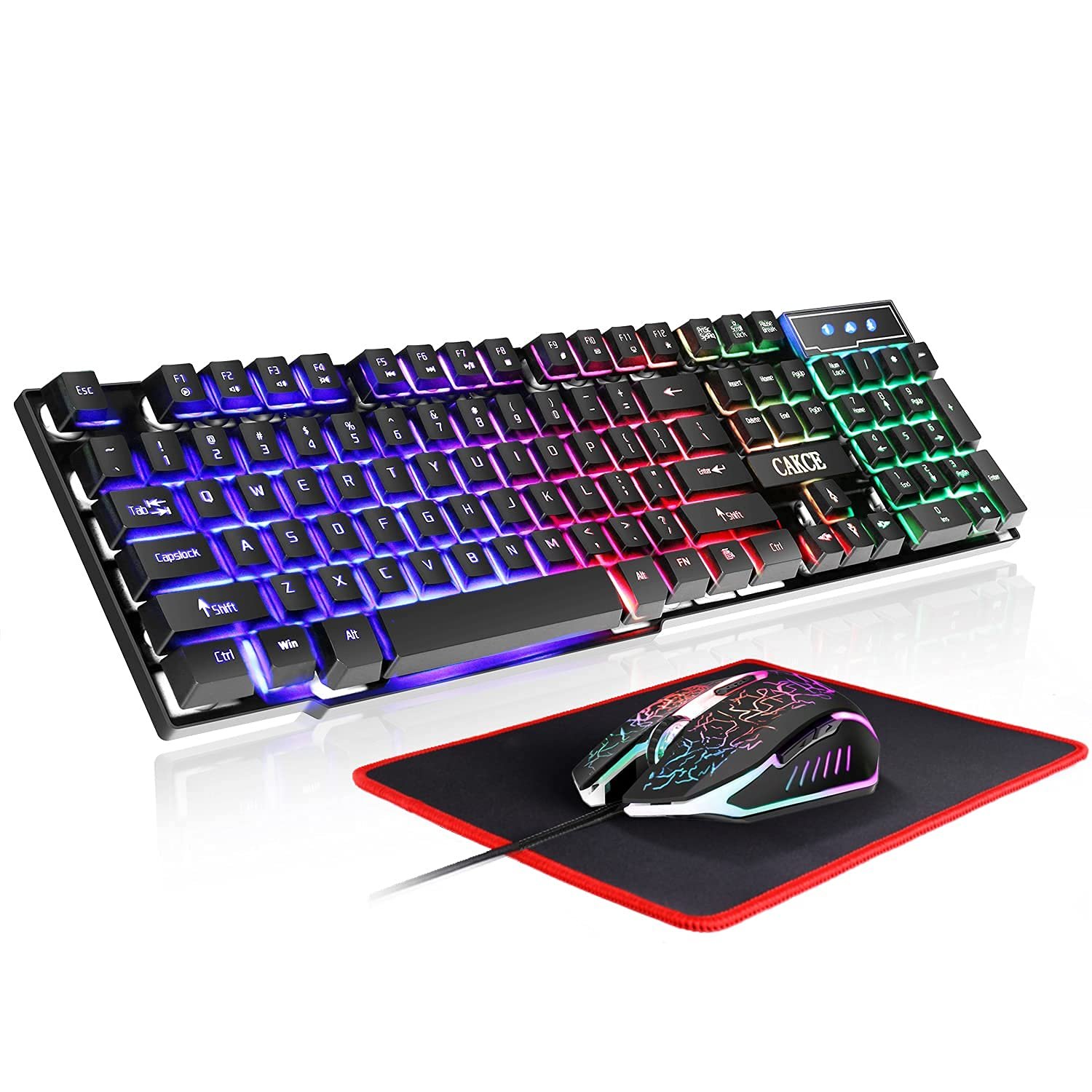 RGB Gaming Keyboard and Colorful Mouse Combo,USB Wired LED Backlight ...