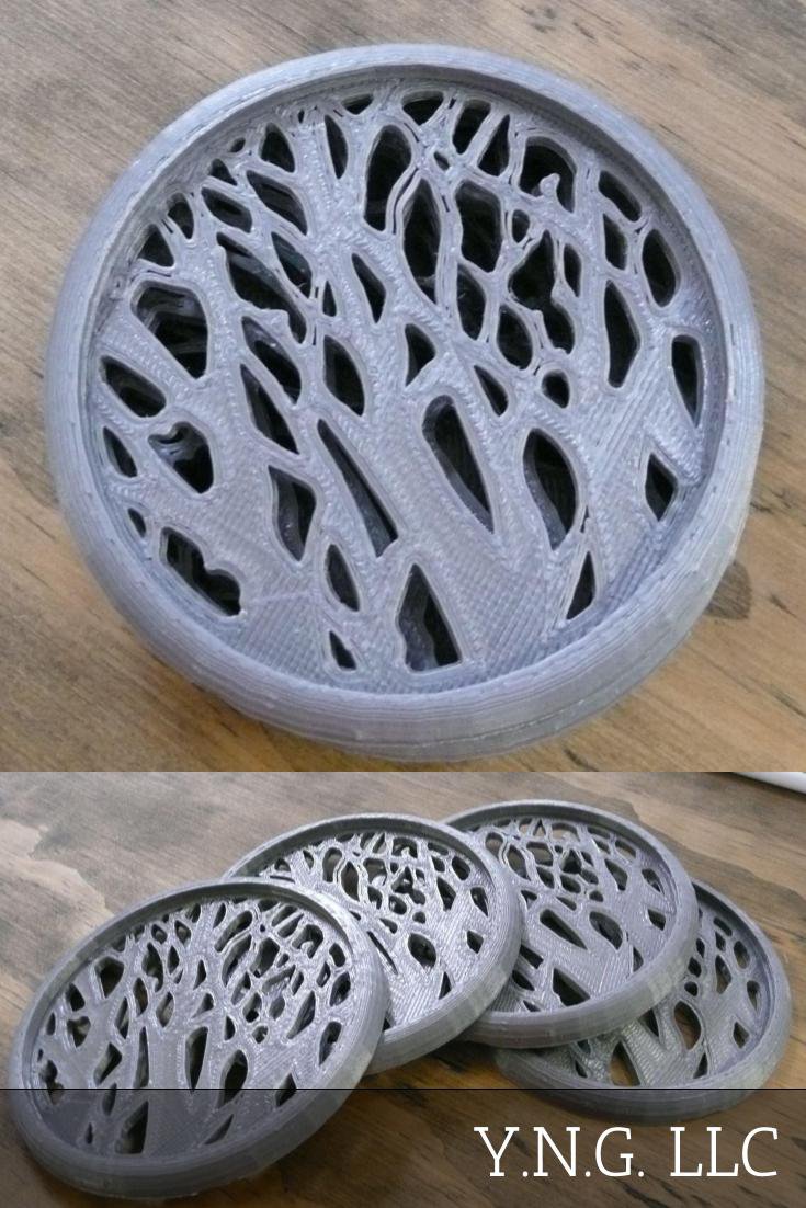 SET OF 4 FOUR TREE SILHOUETTE COASTERS COASTER HOME DECOR 3D PRINTED ...