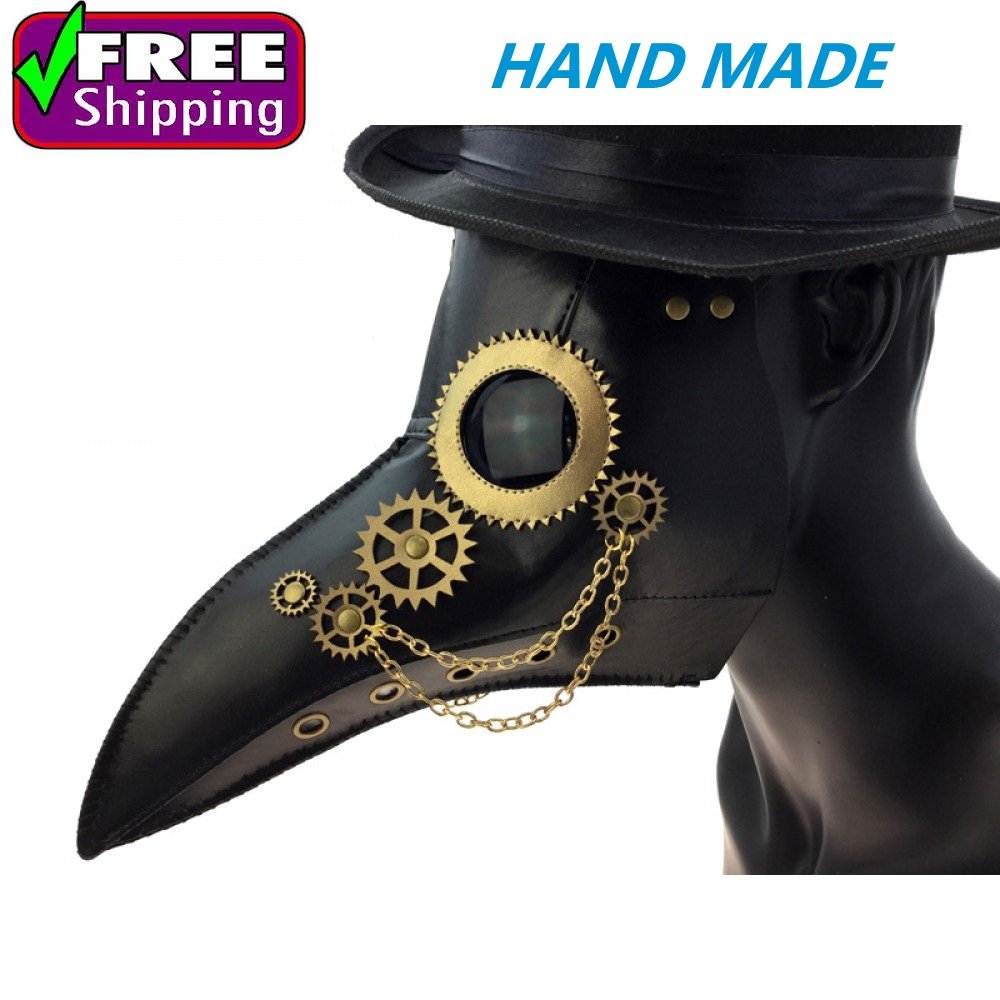 Steampunk Long Nose Crow Renaissance Bird Beak Mask Plague Doctor Dr ...