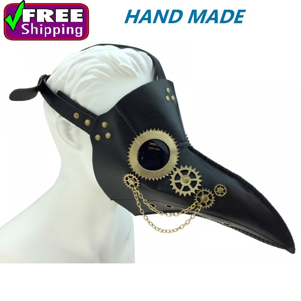 Steampunk Long Nose Crow Renaissance Bird Beak Mask Plague Doctor Dr ...