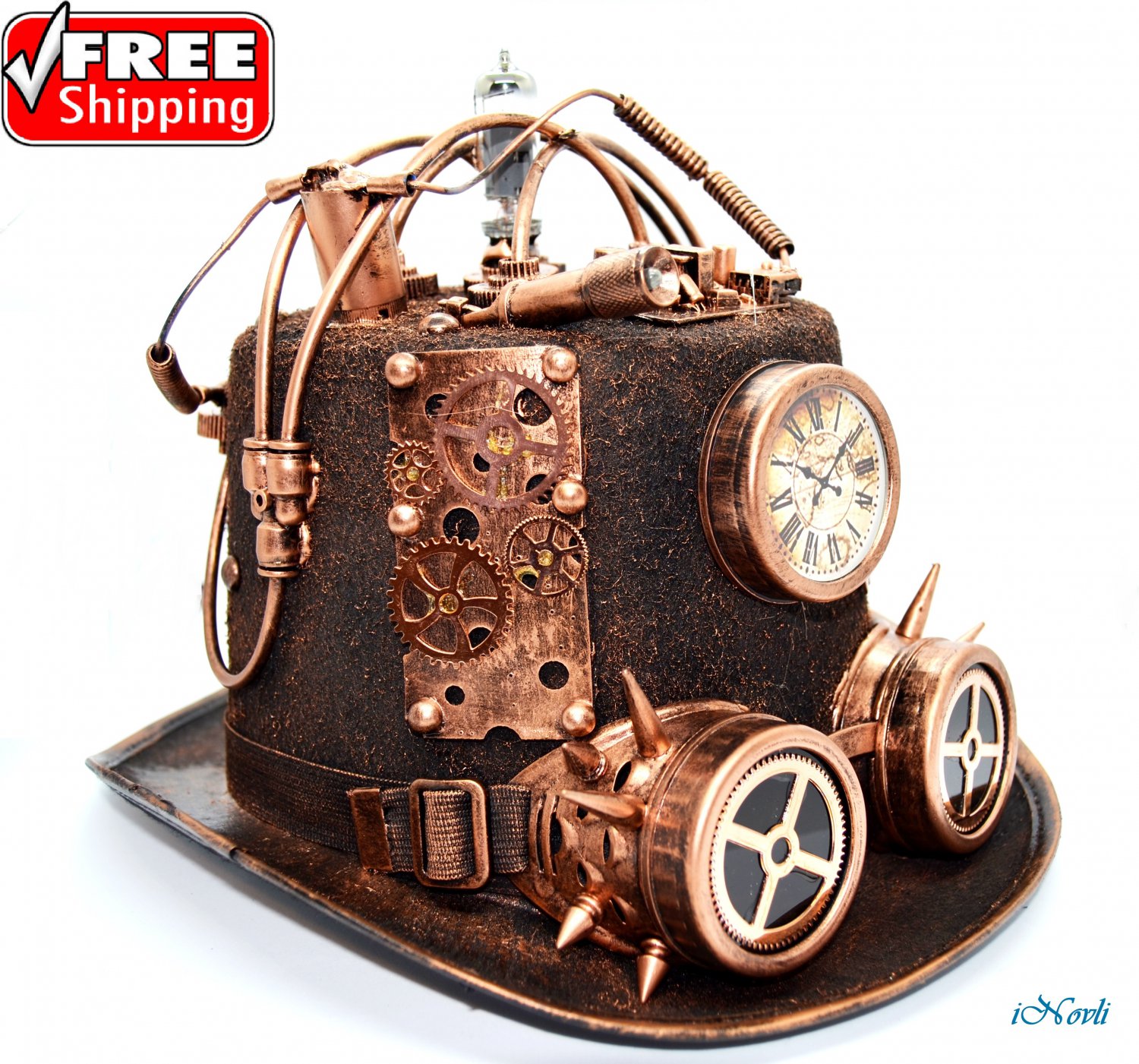 Steampunk Copper Top Hat Costume Cosplay Party With Clock and Gears ...