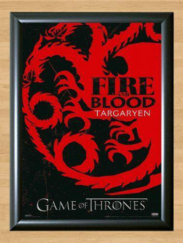 Game of Thrones House Targaryen Sigil Fire and Blood Print Poster ...