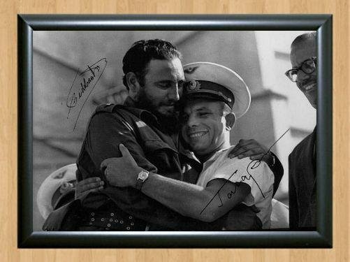 Fidel Castro Yuri Gagarin Signed Autographed Photo Poster Print ...