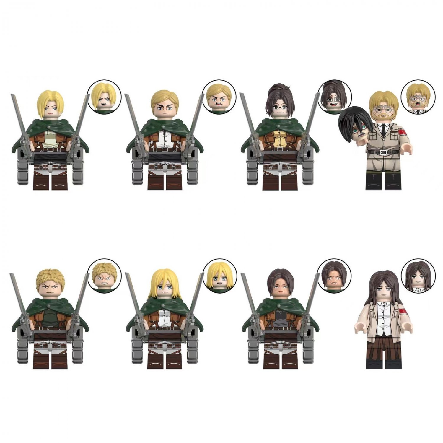 8pcs Attack on Titan Zeke Jaeger Reiner Braun Annie Pieck Finger ...