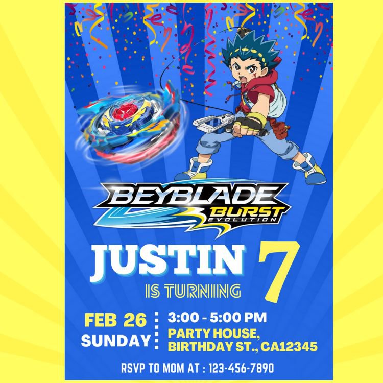 Beyblade Birthday Invitation Template