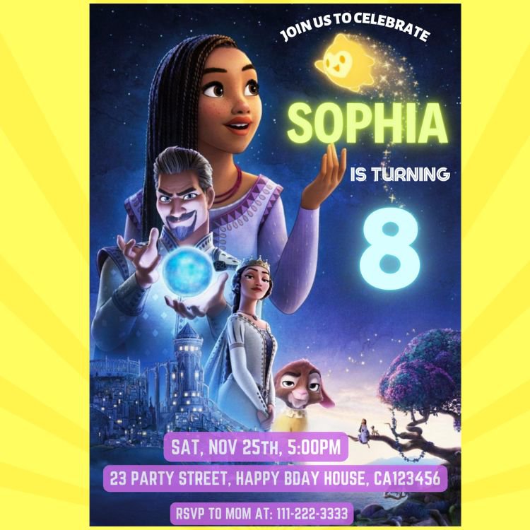 Disney Wish Movie Birthday Invitation Template