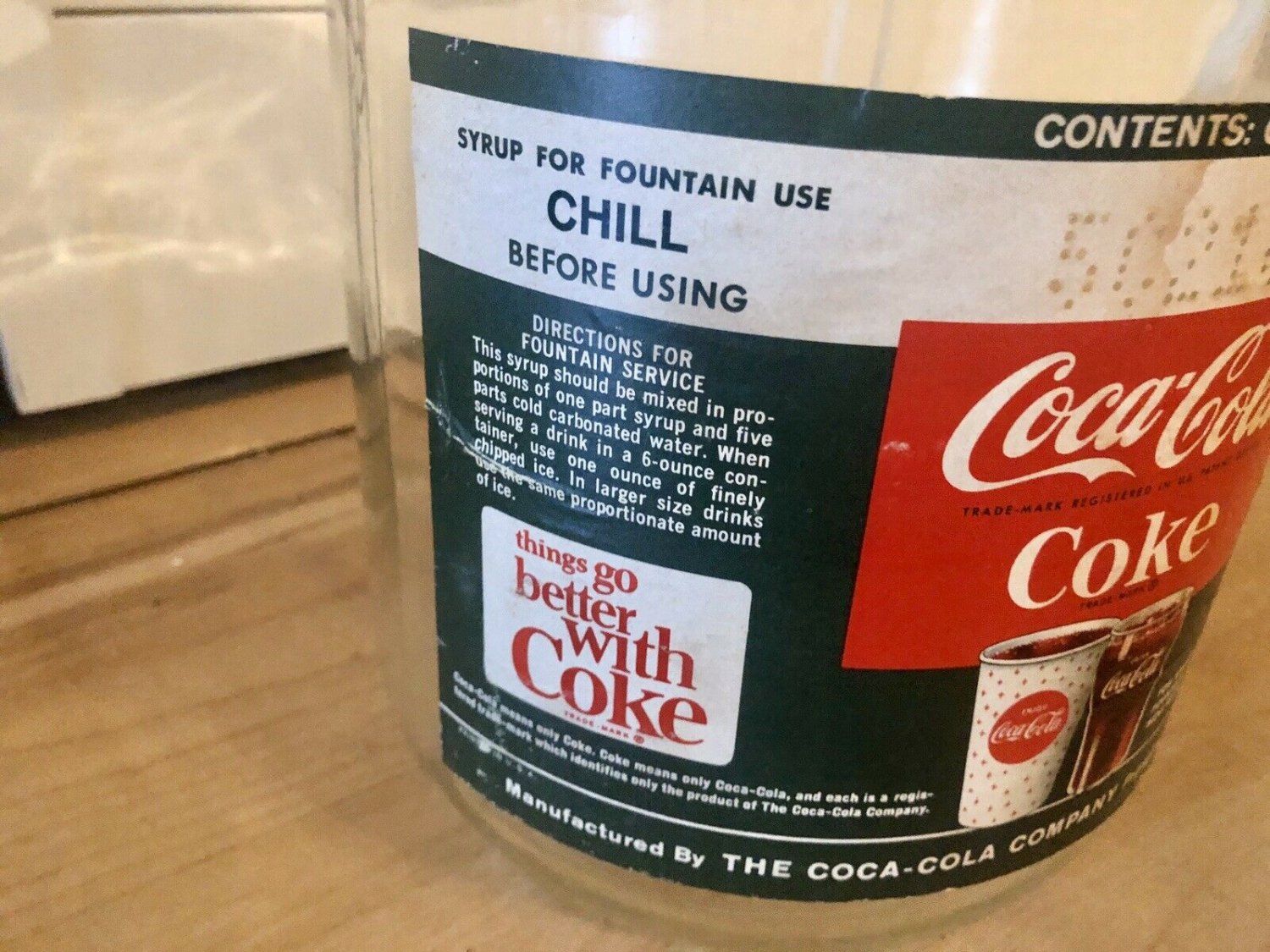 1960s 1 Gallon Coca Cola Coke Syrup Glass Jug Bottle with Cap Teardrop ...