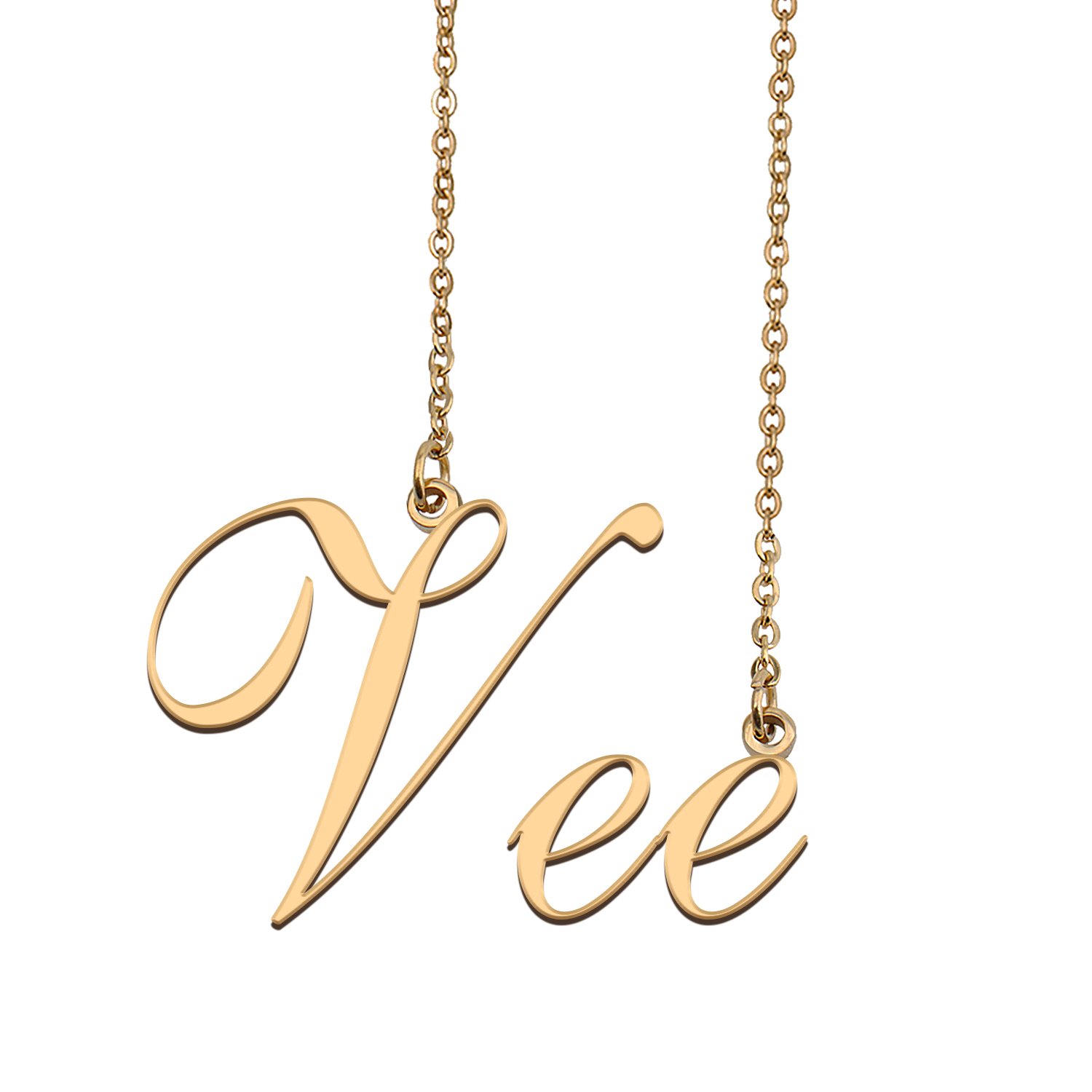 Custom Personalized Name Necklace in Golden Silver for Women Vee