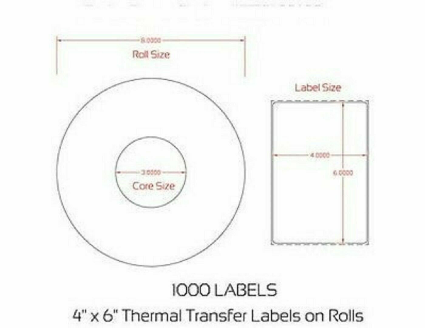 1 Roll 4" x 6" Direct Thermal Shipping Labels 1000 - 3" CORE