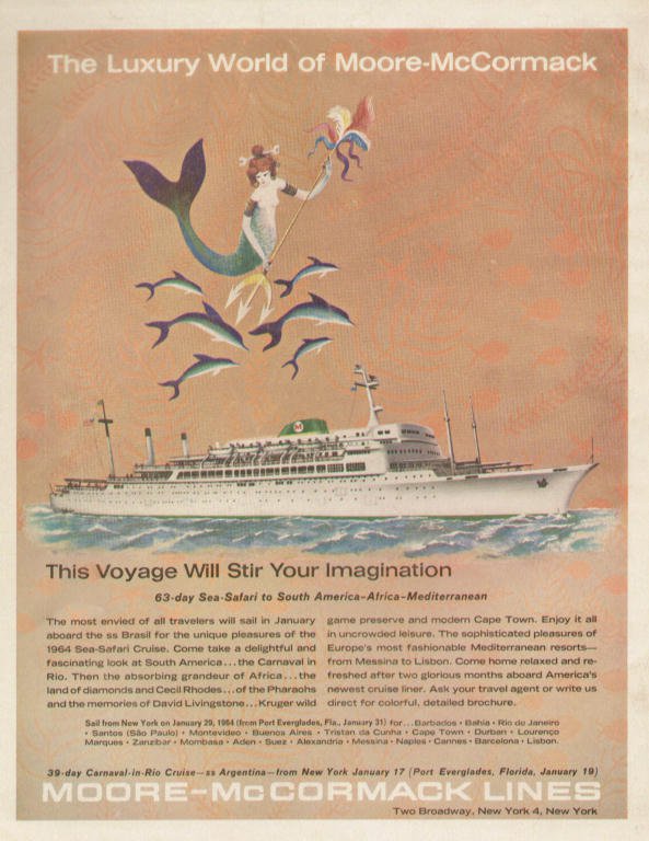 1963 Moore-McCormack Lines-Sea Safari Steam Ship Advertising Print Ad ...