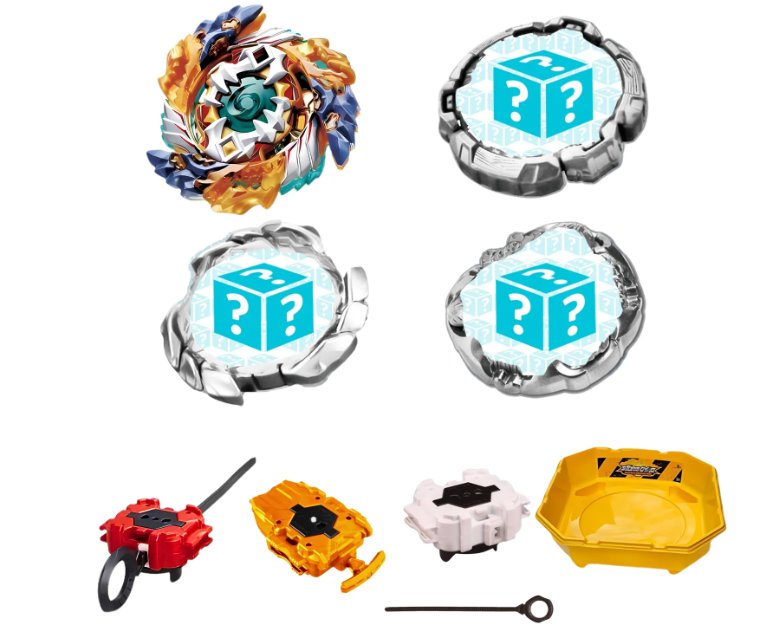 Geist Fafnir Burst Beyblade B-122 4 Pack (Bey + 3 Random Beys) + 2 ...
