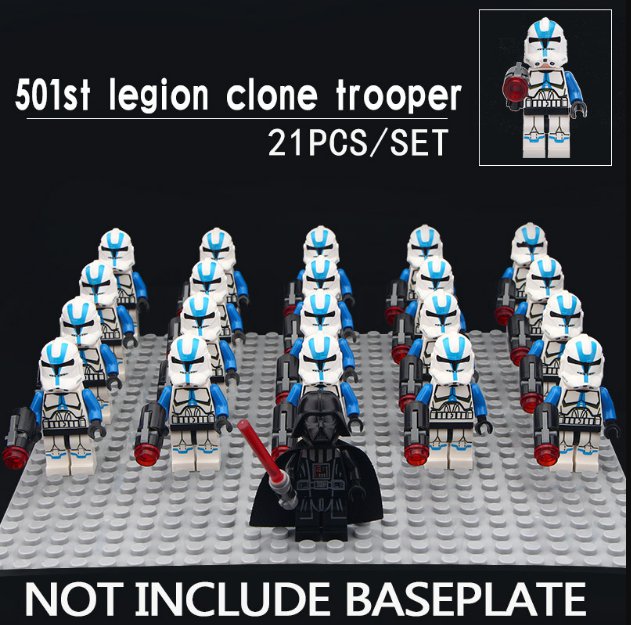 21pcs 501st Legion Clone Trooper Star Wars Mini Figures Blocks