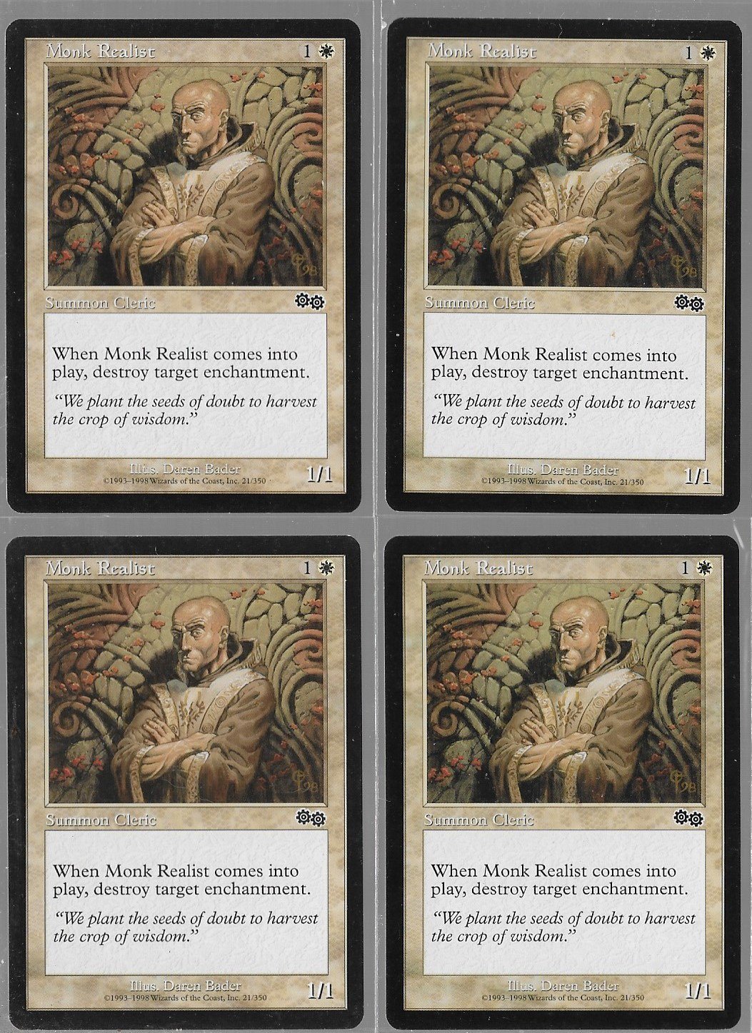 Monk Realist x 4 - Urzas Saga - Magic the Gathering