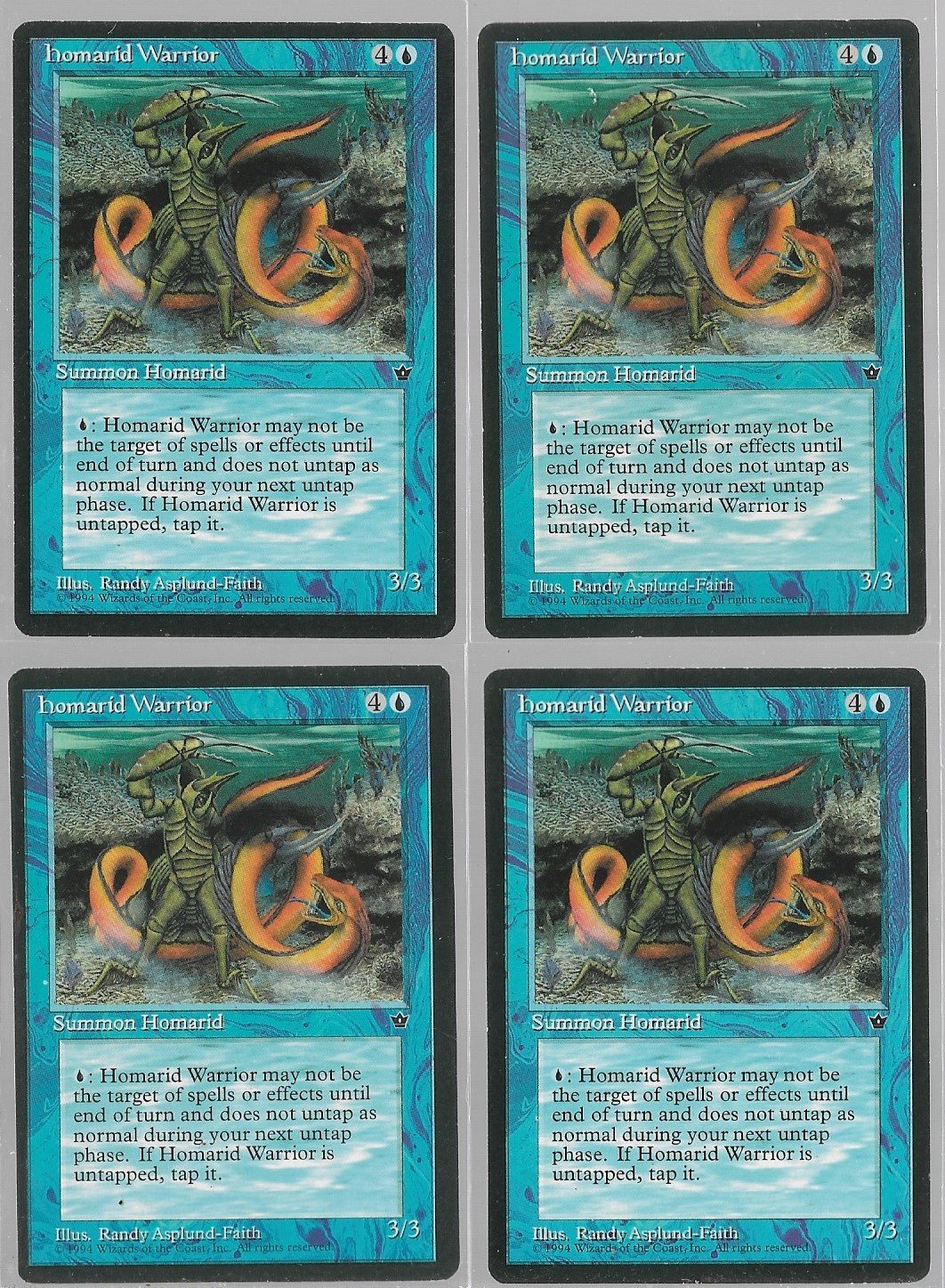 Homarid Warrior x 4 - Fallen Empires - Magic the Gathering