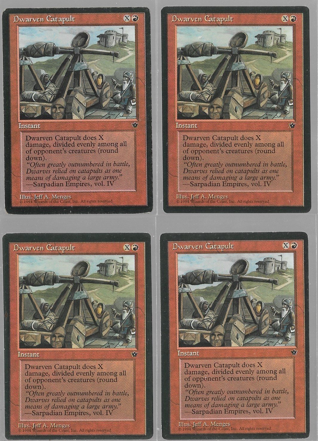 Dwarven Catapult x 4 - Fallen Empires - Magic the Gathering