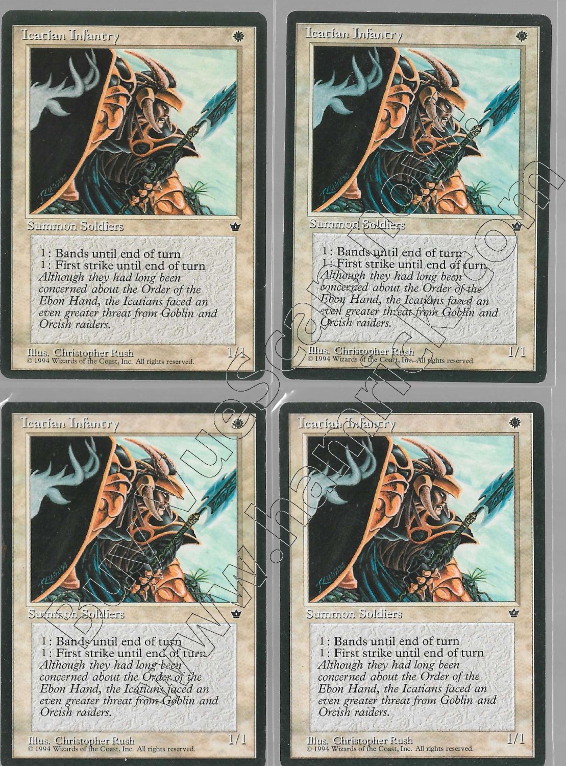 Icatian Infantry x 4 - Fallen Empires - Magic the Gathering