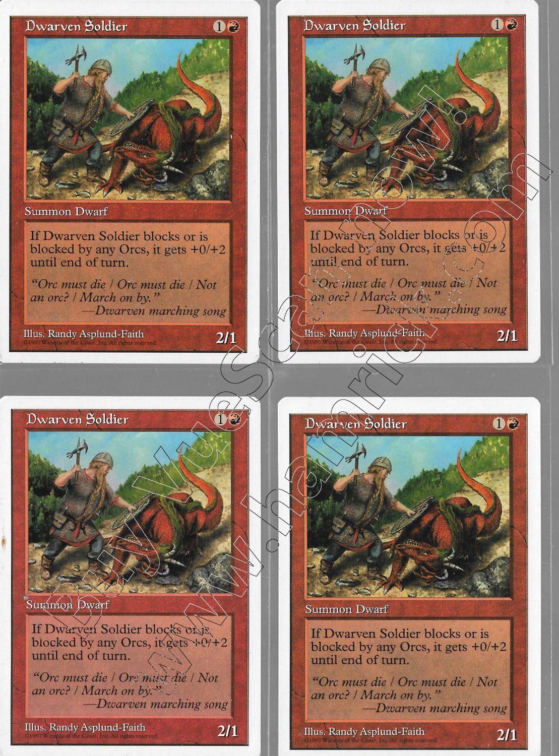 Dwarven Soldier x 4 - Fifth Edition - Magic the Gathering