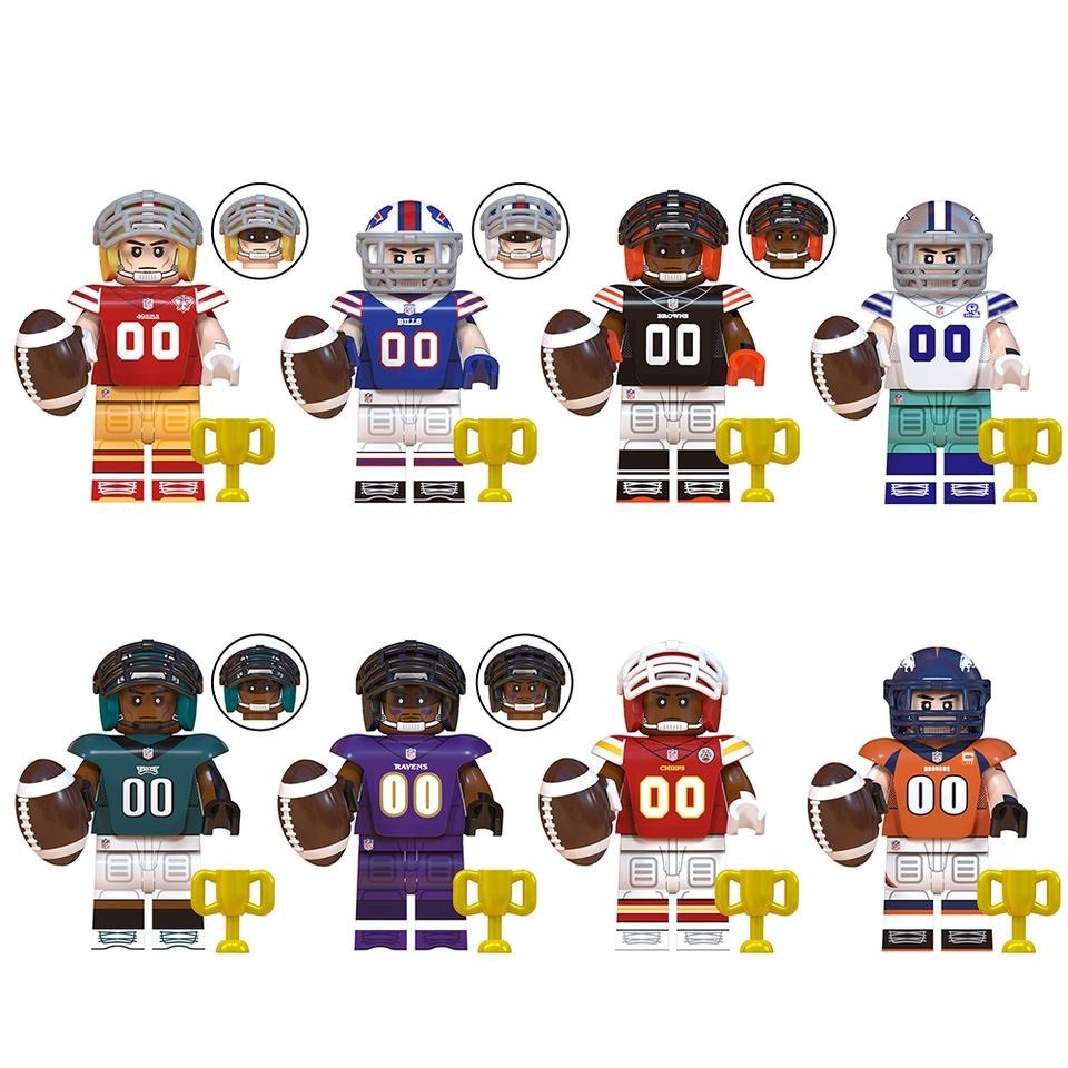 8pcs Football Players NFL Super Bowl 49ers Bills Eagles Chiefs ...