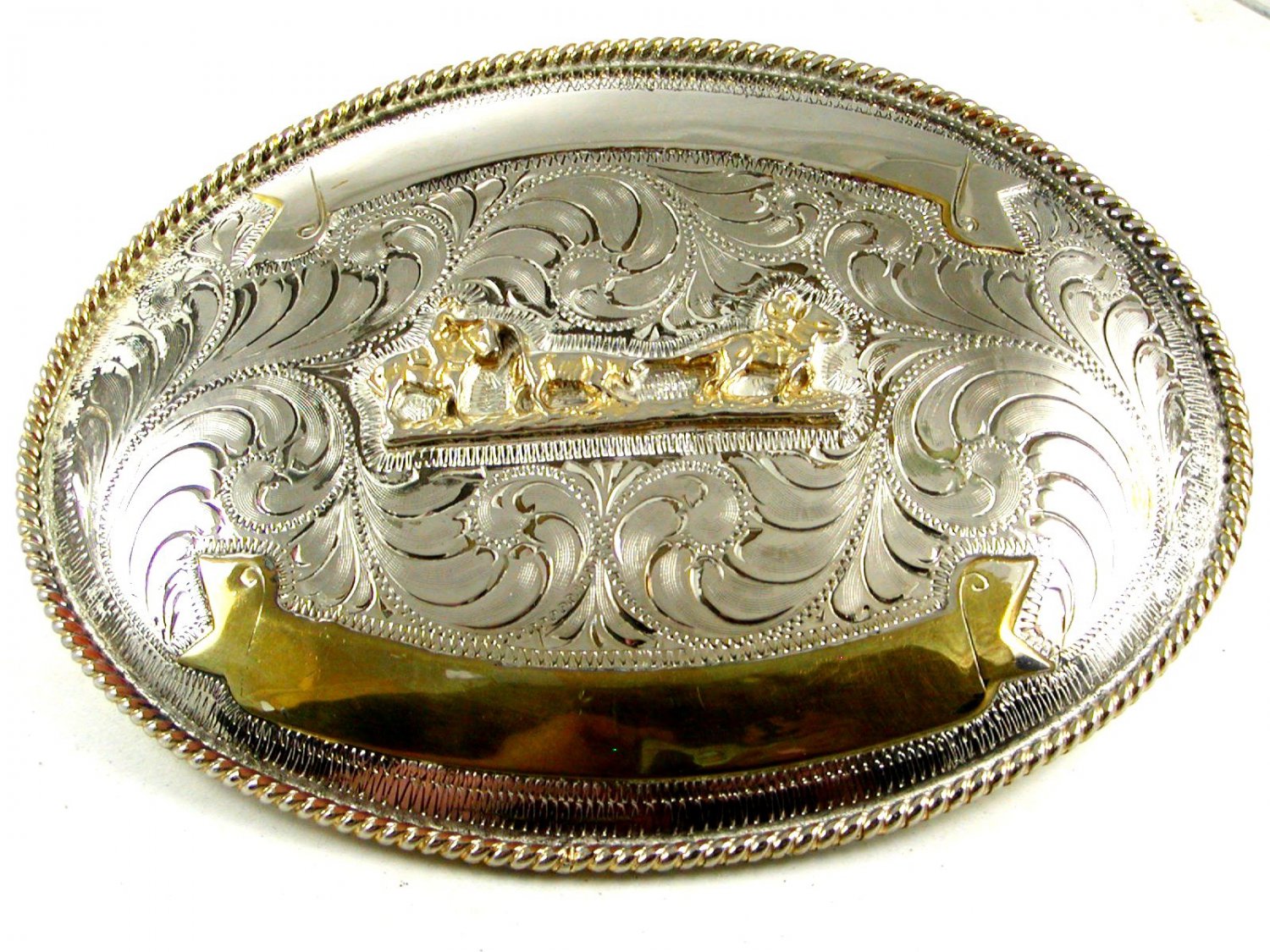 Huge 6 1/4" X 4 3/4" Calf Roping Cowboy Western Belt Buckle 11112013