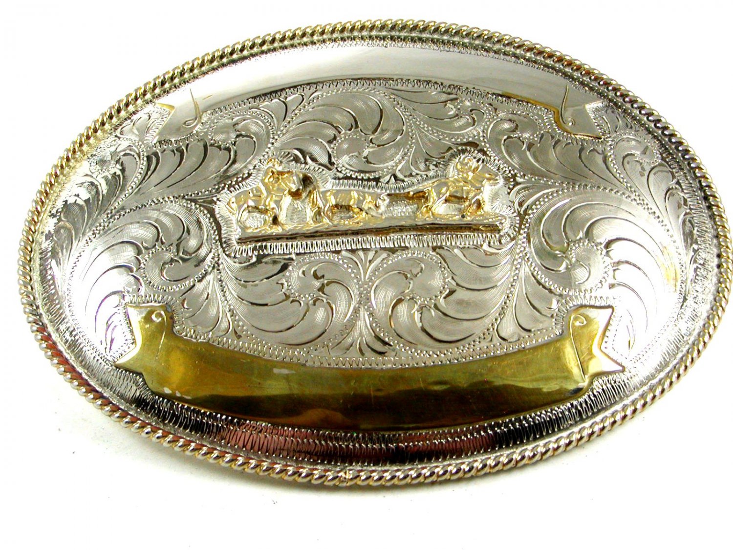 Huge 6 1/4" X 4 3/4" Calf Roping Cowboy Western Belt Buckle 11112013