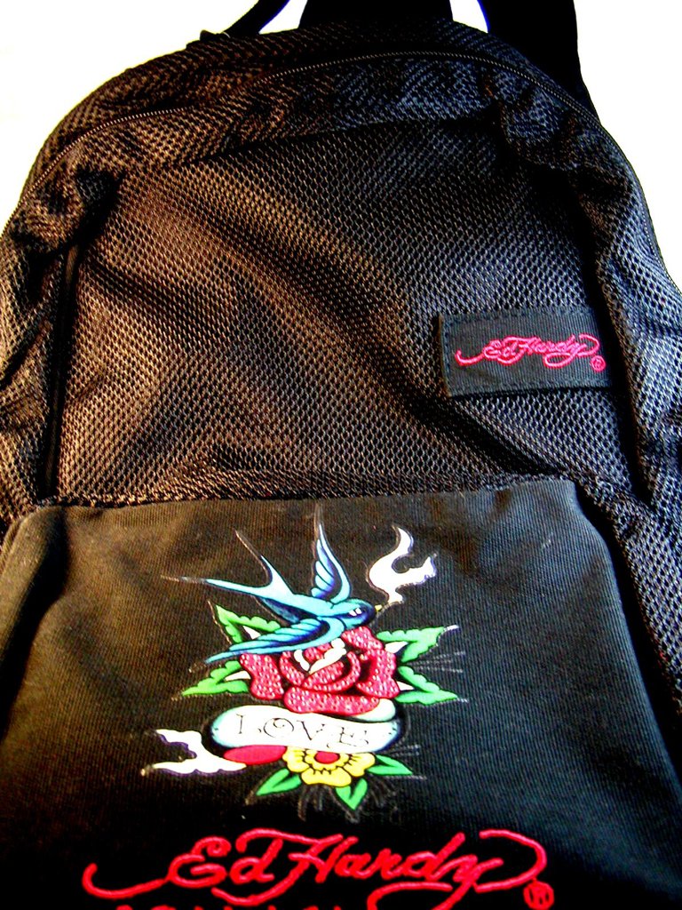 Authentic Ed Hardy Blue Bird Red Rose Love Backpack Bag 0101012013