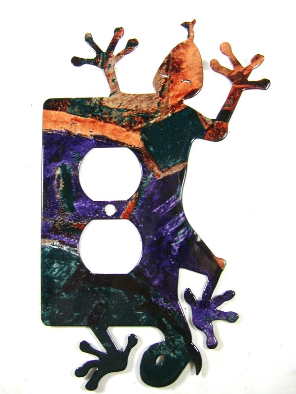 Southwest Lizard Salamander ? Double Outlet Cover Plate by LaZart 6915CC