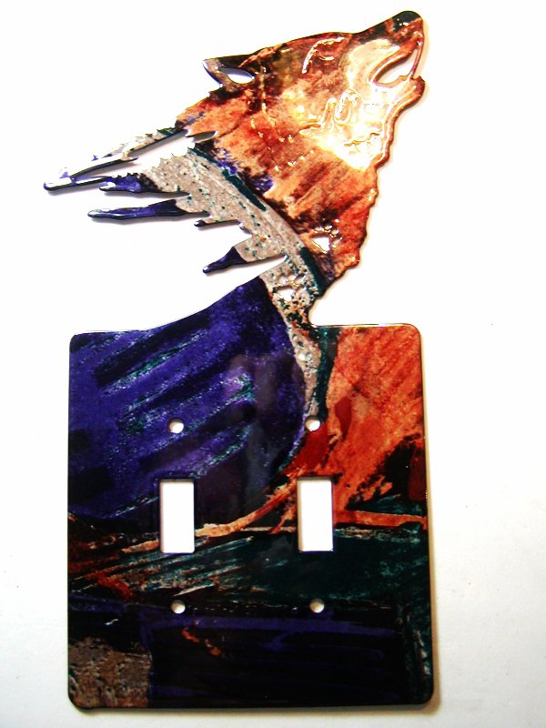 Howling Wolf Double Light Switch Cover Plate by LaZart 02161511111V