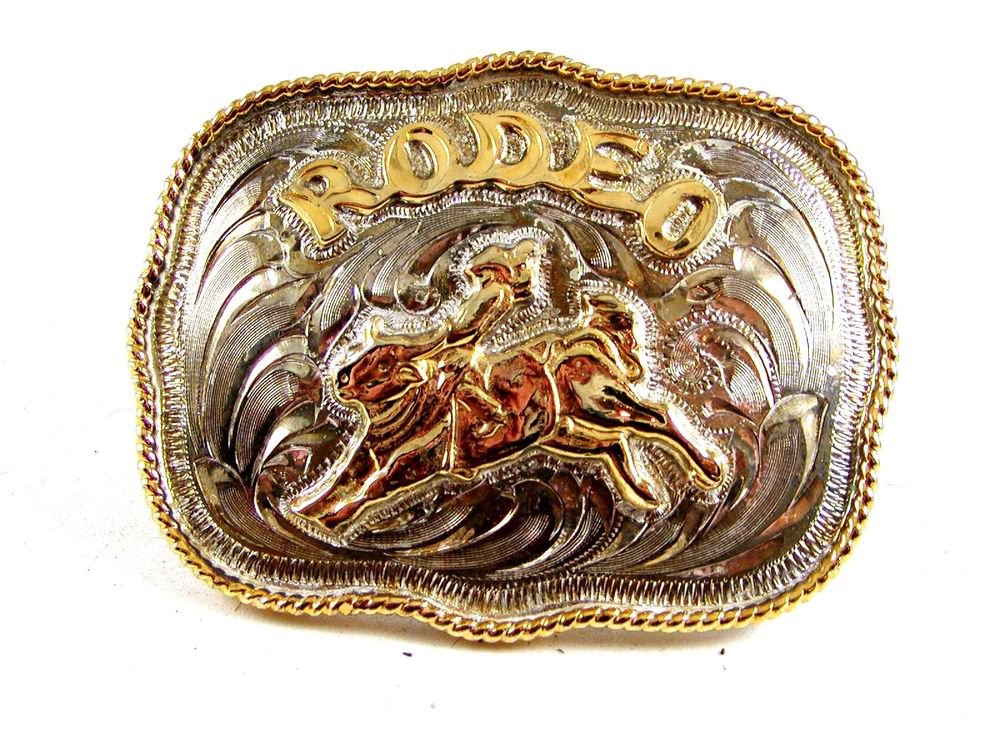 Western Cowboy Rodeo Bull Riding Belt Buckle by Silver Strike 12112013rr