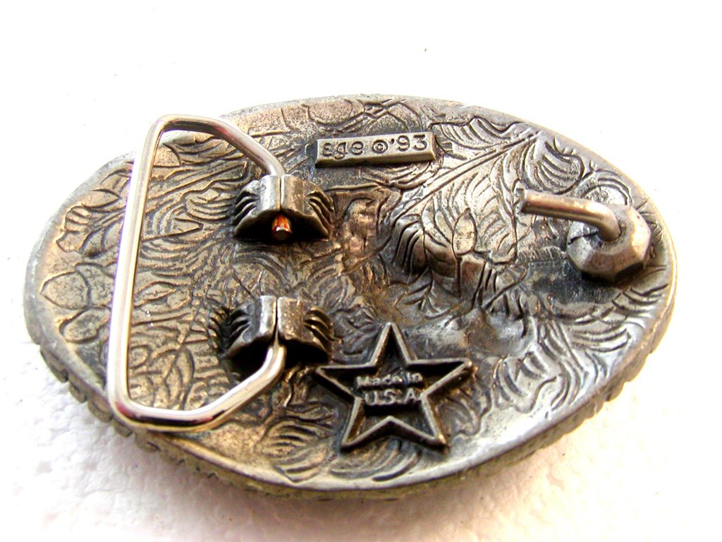 1993 Rodeo Cowboy Western Calf Roping Belt Buckle Made in USA