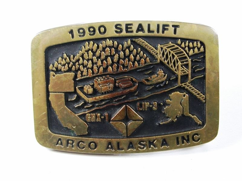 1990 Sea Lift ARCO Alaska Inc Brass Belt Buckle by ANACORTES U.S.A.