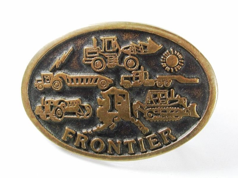 1981 Frontier Construction Company Brass Belt Buckle By ANACORTES 41116