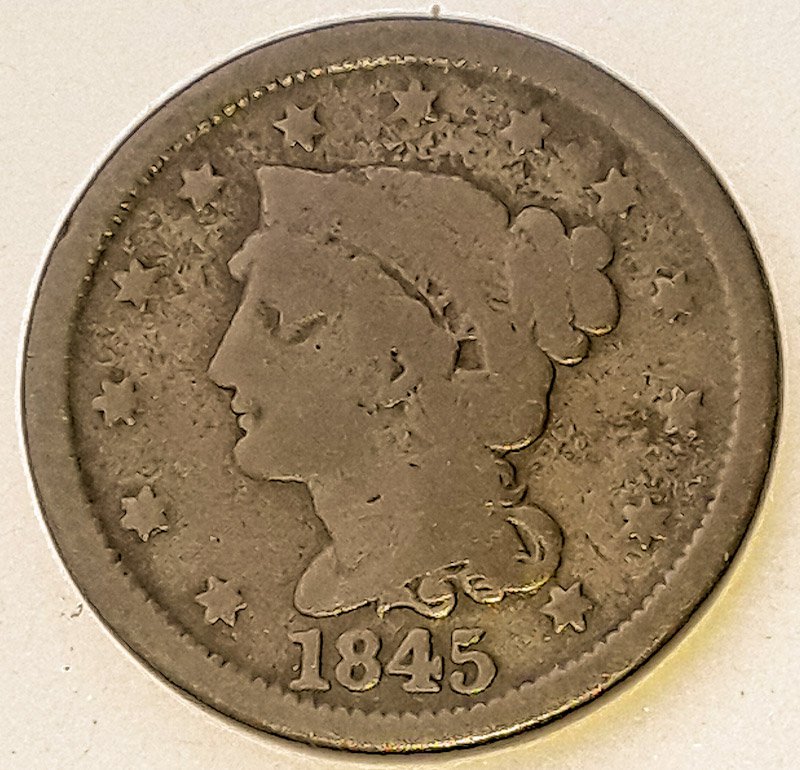 1845-P Braided Hair Large Cent (G)